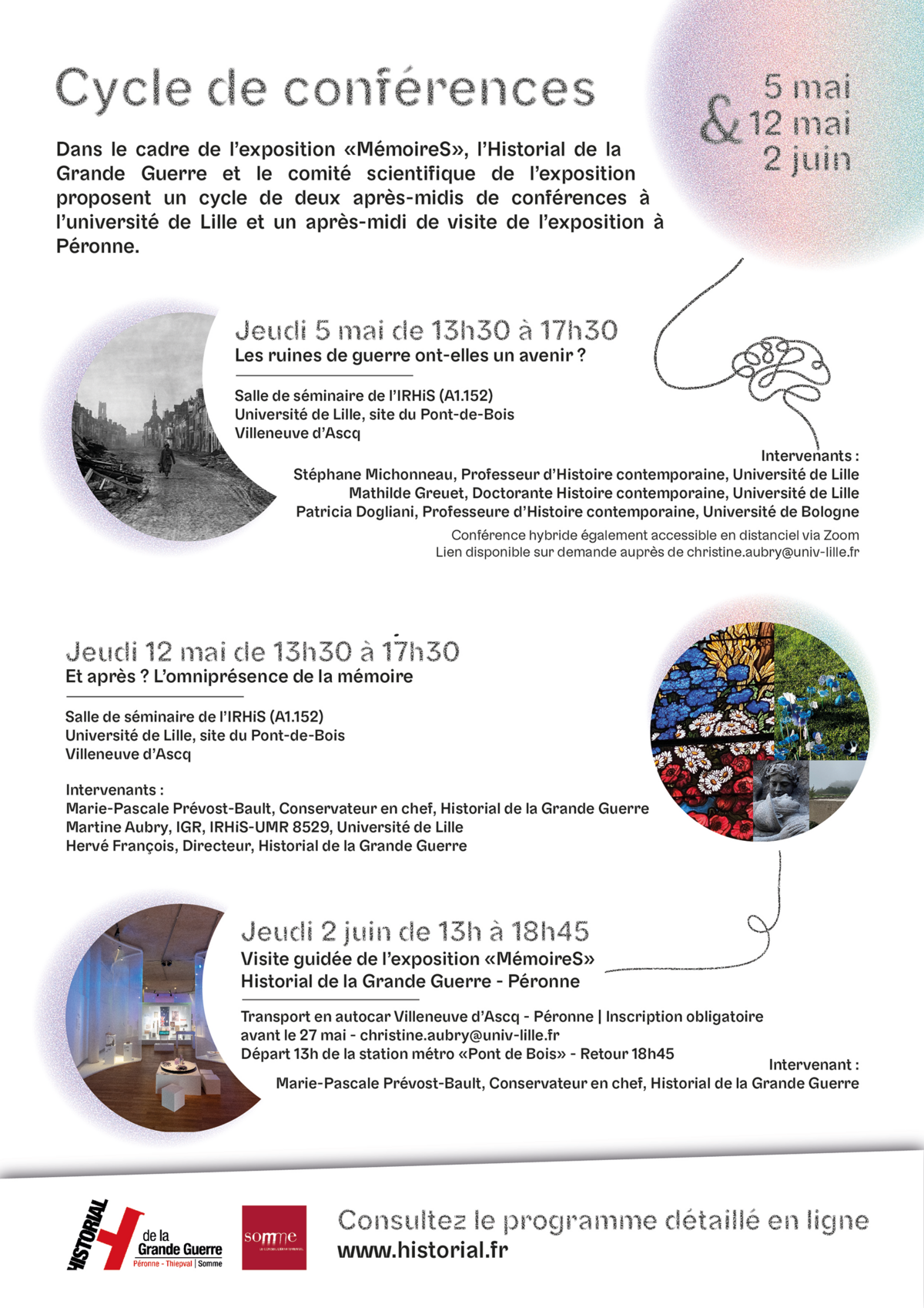 Cycle de conférences autour de l'exposition "MémoireS" + une visite de ...